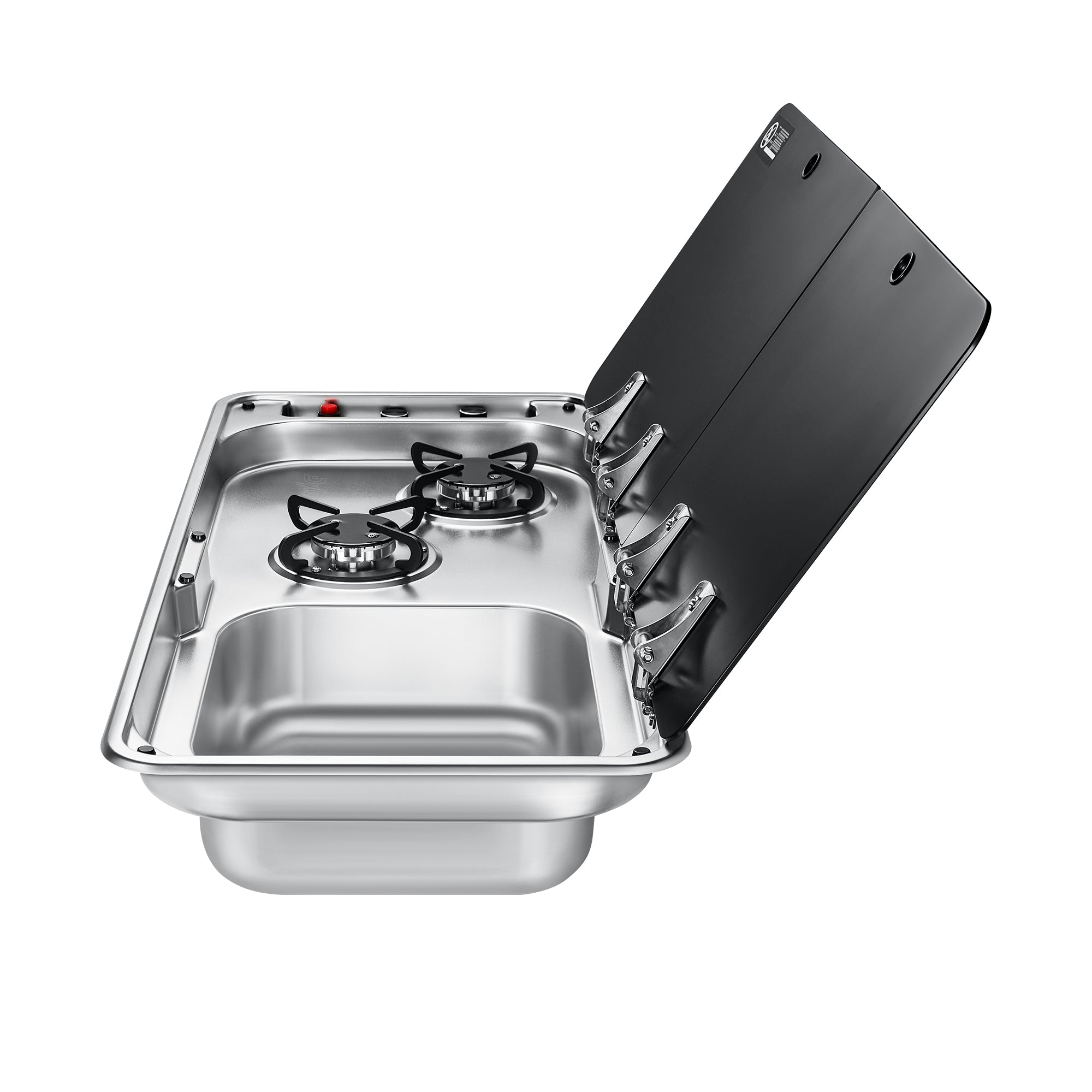 Dylux 2-Burner RV Gas Stove with Sink - Compact Outdoor Cooktop for Ca